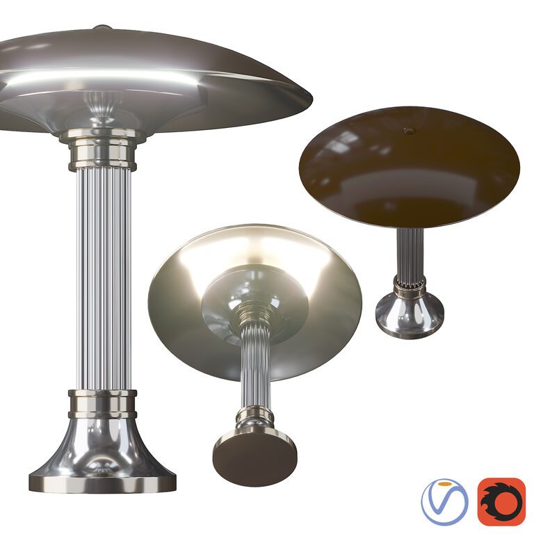 Elliptical Table lamp with a metal shade (114418) 3D model - Download ...