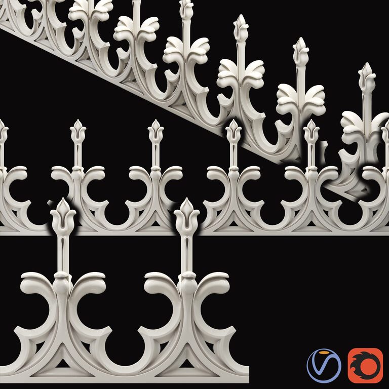 Gothic style fence decor (113614) 3D model - Download 3D model Gothic ...