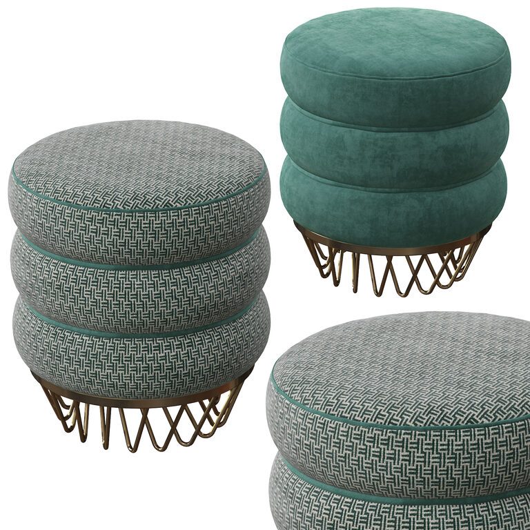 UNIQUE GOLD BASE LAYERED frame Ottoman (115477) 3D model - Download 3D ...