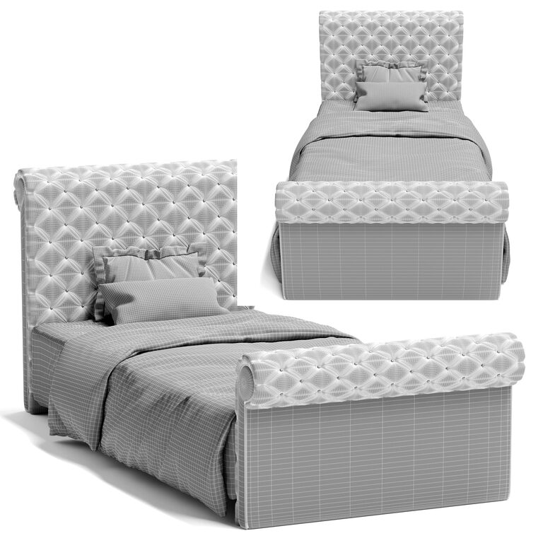 Chesterfield single bed (109581) 3D model - Download 3D model ...