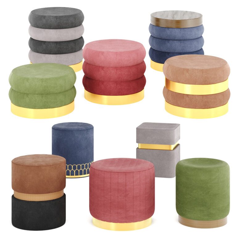 Vol2 Velvet Poufs by adjustable color (110947) 3D model - Download 3D ...