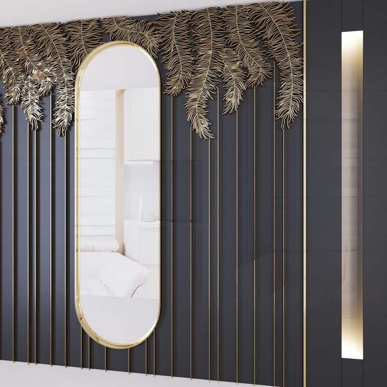 Metallic decorative panel leaves (110551) 3D model - Download 3D model ...