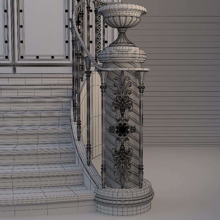 Exterior stairs 3D models - Style exterior stairs: classic | 3d-baza.com