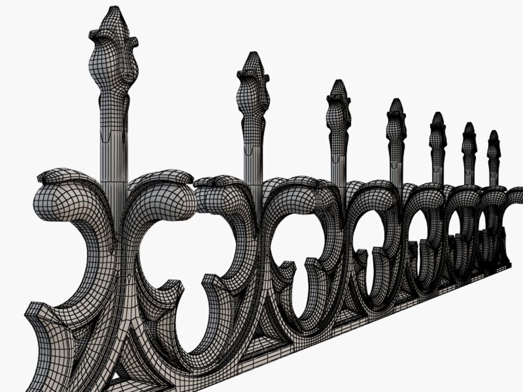 Gothic style fence decor (113614) 3D model - Download 3D model Gothic ...