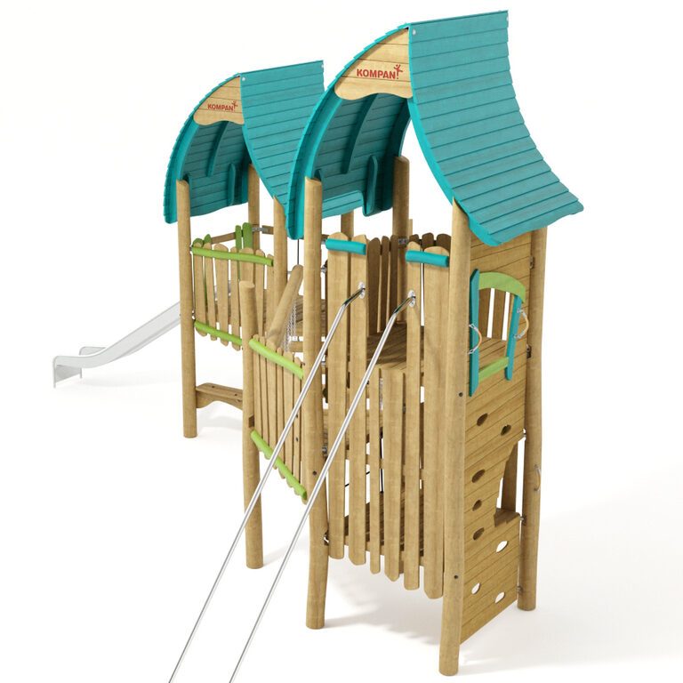 KOMPAN TWO TOWER WITH WOBBLE BRIDGE (110774) 3D model - Download 3D ...
