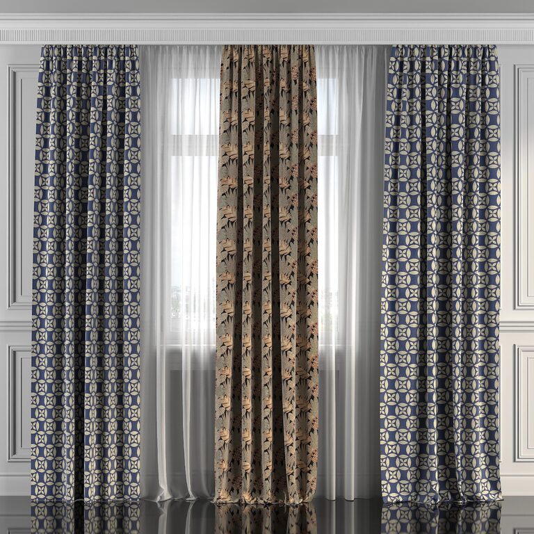 Curtain Set 121 (115372) 3D model - Download 3D model Curtain Set 121 ...