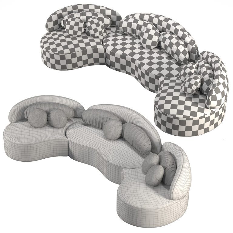 Modern Modular Round Sectional Sofa (114526) 3D model - Download 3D ...