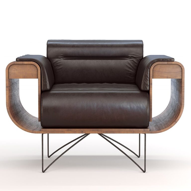 El Purista RA 1.15 Leather armchair with footrest (109658) 3D model ...