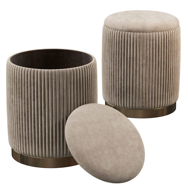 Channeled Grey Storage Ottomans Set of 2 (115478) 3D model - Download ...