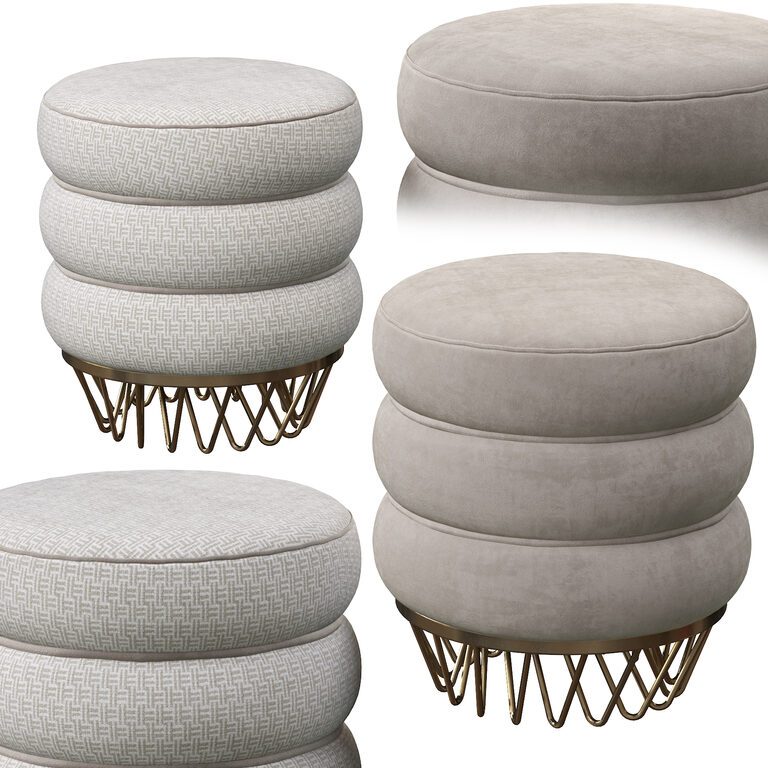 UNIQUE GOLD BASE LAYERED frame Ottoman (115477) 3D model - Download 3D ...