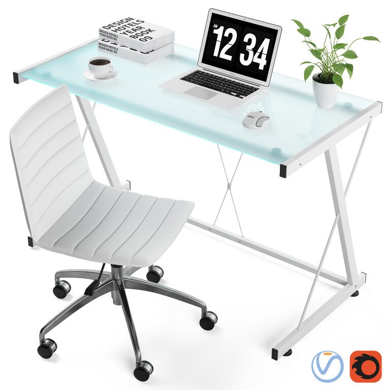 Mecor Workplace with Decorative Set (100814) 3D model - Download 3D ...