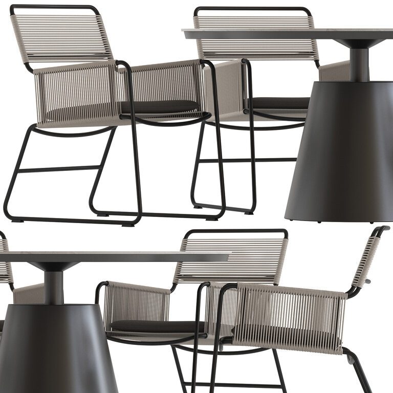Coco Republic Milan Chair and Polo Table (101971) 3D model - Download ...