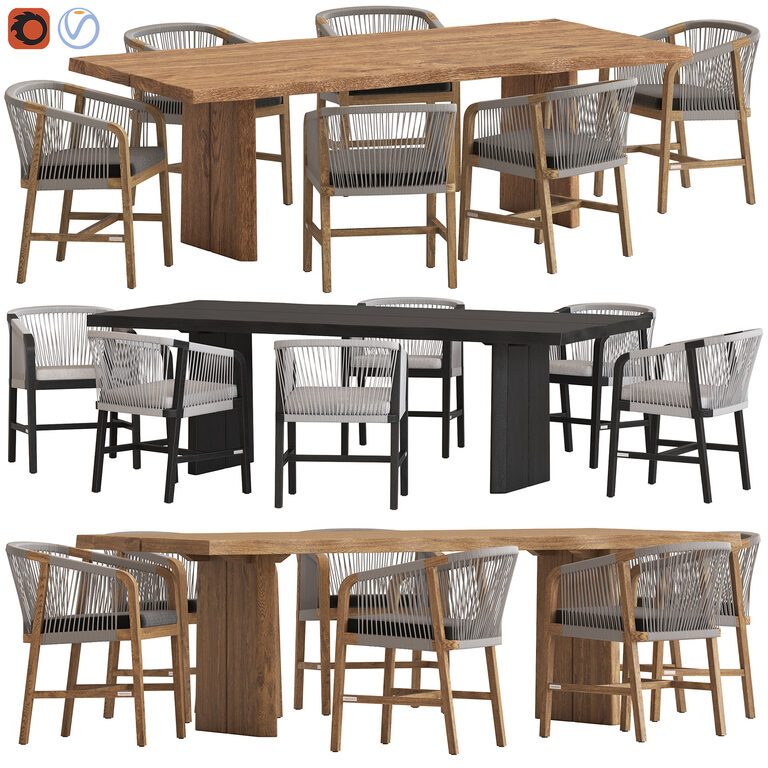 Coco Republic St Joseph Chair and NewPort Table (102012) 3D model ...