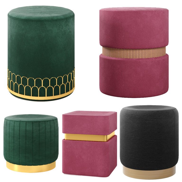 Poufs Vol1- Velvet Poufs (102196) 3D model - Download 3D model Poufs ...