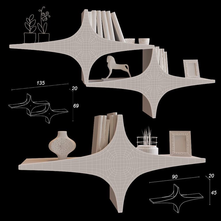 Shelf with Achica Decor (102640) 3D model - Download 3D model Shelf ...