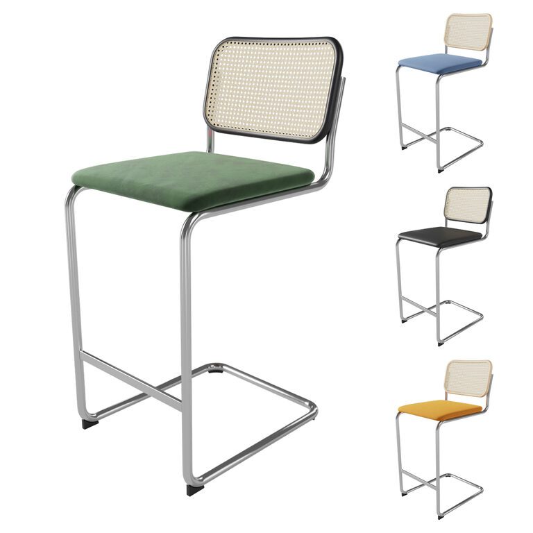 Knoll Cesca Bar Stool Upholstered Cane (103947) 3D model - Download 3D ...