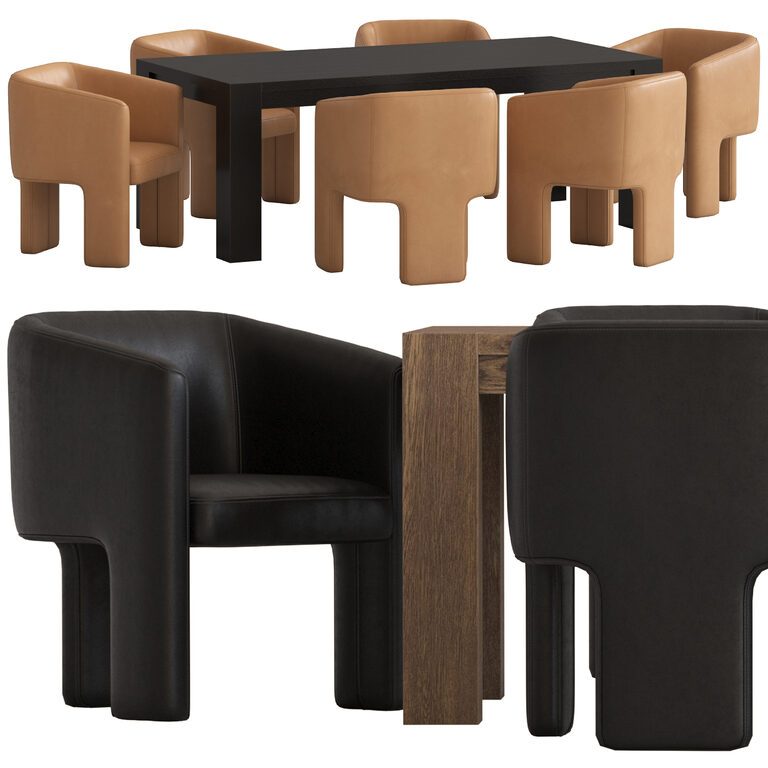 Coco Republic Phoenix Dining Chair and Block Timber Dining Table ...