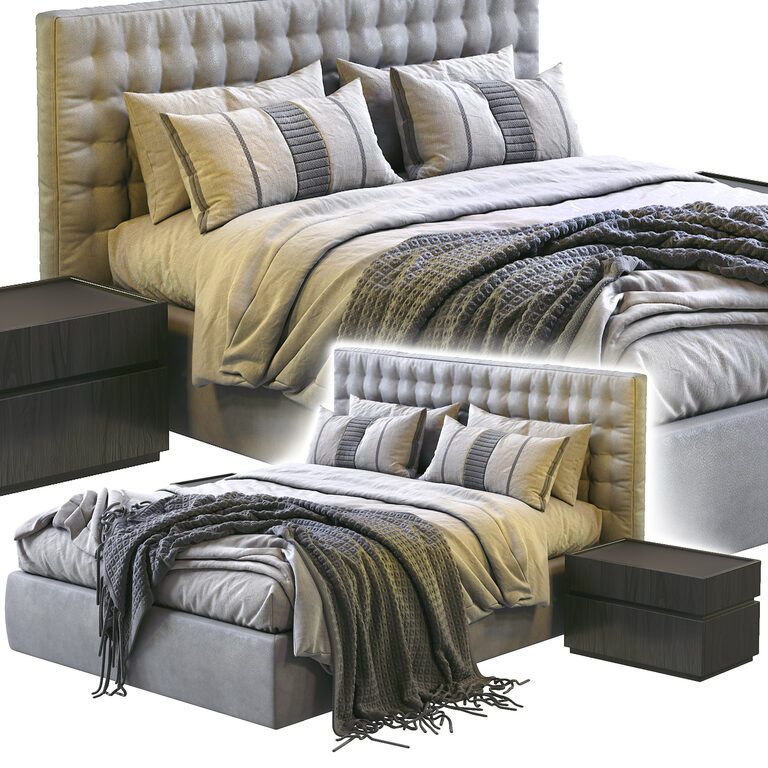 Md House Leather Bed LINE (108067) 3D model - Download 3D model Md ...
