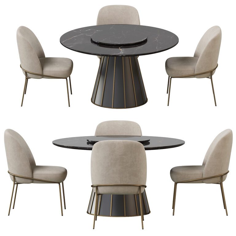 CLEOPATRA ROUND MARBLE DINING TABLE and Astrud Dining Chair (115926) 3D ...