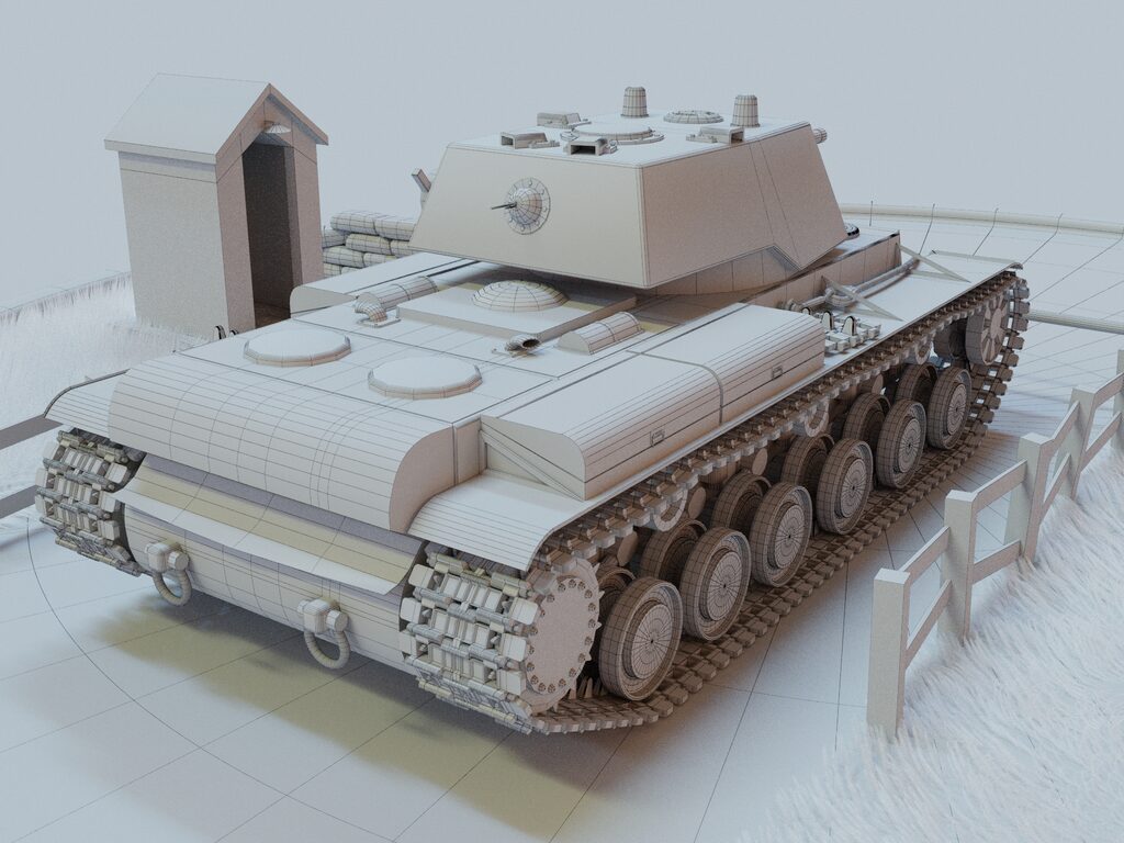 Military checkpoint with a KV-1 tank (116239) 3D model - Download 3D ...