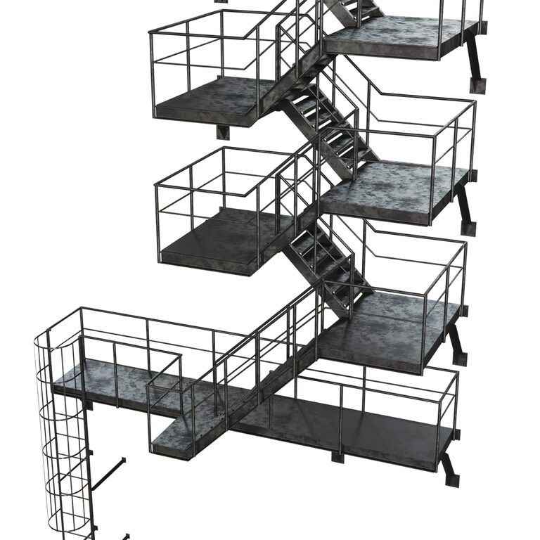 Fire Escape Stairs (118046) 3D model - Download 3D model Fire Escape ...