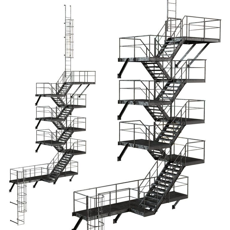 Fire Escape Stairs (118046) 3D model - Download 3D model Fire Escape ...
