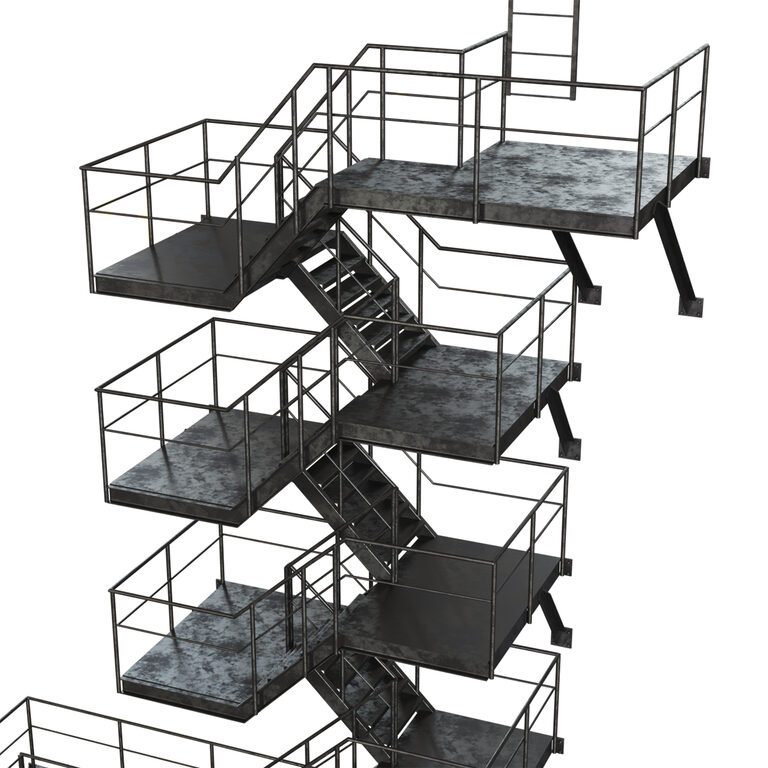 Fire Escape Stairs (118046) 3D model - Download 3D model Fire Escape ...