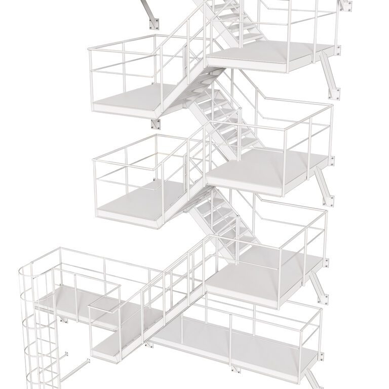 Fire Escape Stairs (118046) 3D model - Download 3D model Fire Escape ...