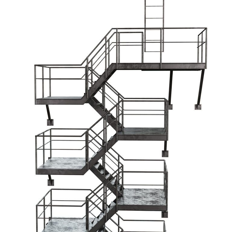Fire Escape Stairs (118046) 3D model - Download 3D model Fire Escape ...