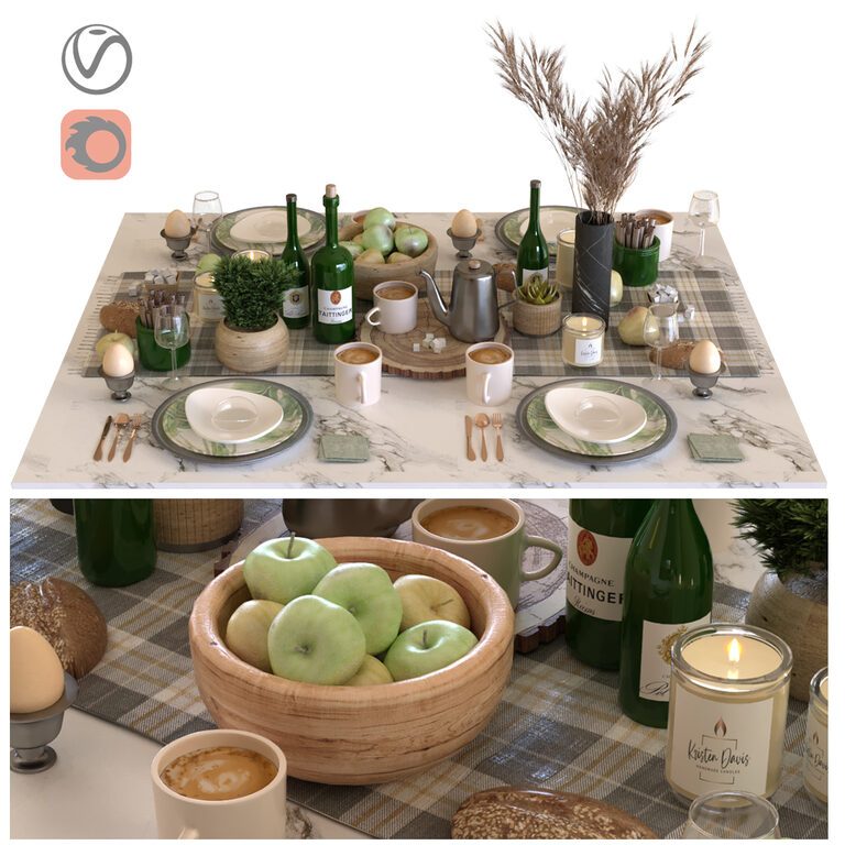 Breakfast table 001 (119847) 3D model - Download 3D model Breakfast ...