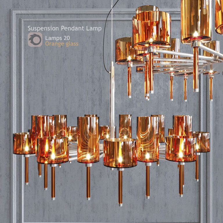 Chandelier Axo Light Spillray Sp Lamps 20 Orange Glass (121129) 3D ...