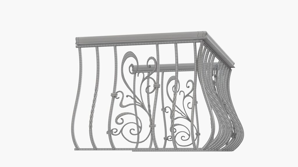 Metal Forged Balcony Railing (122195) 3D model - Download 3D model ...