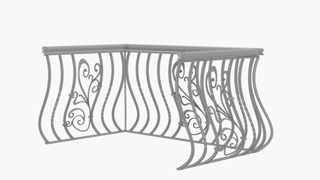 Metal Forged Balcony Railing (122195) 3D model - Download 3D model ...