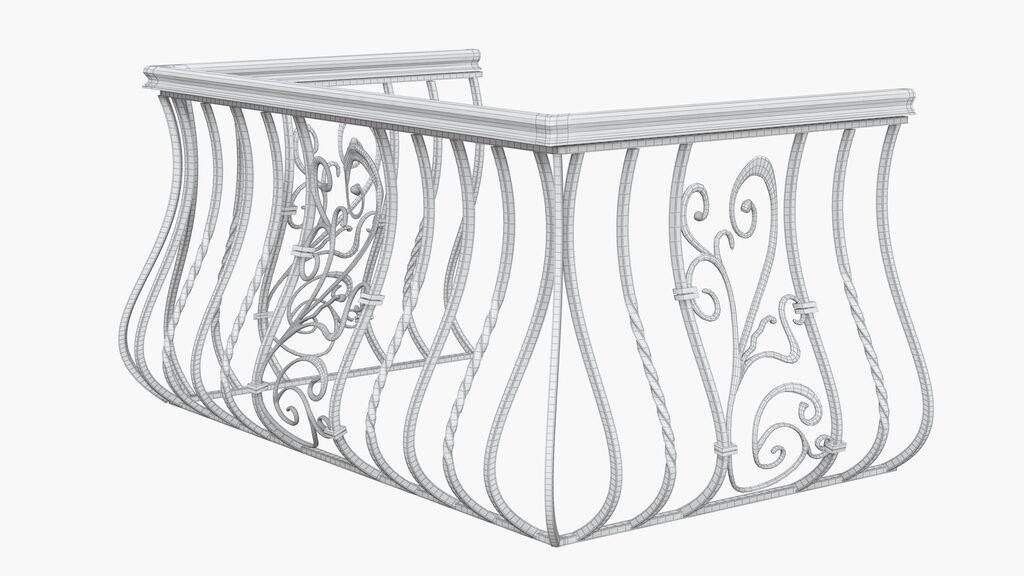 Metal Forged Balcony Railing (122195) 3D model - Download 3D model ...