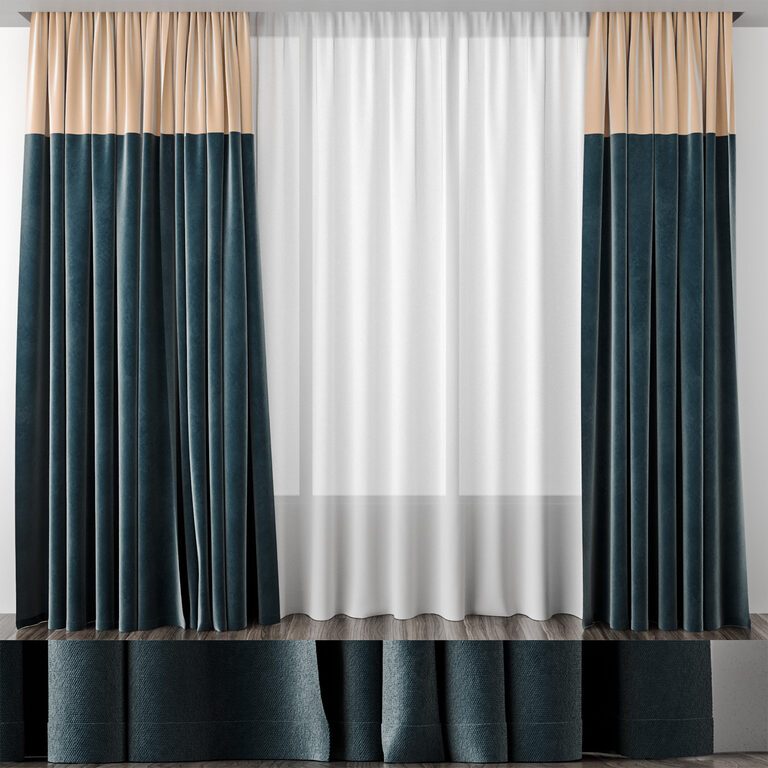 Double Color Curtains (124423) 3D model - Download 3D model Double ...