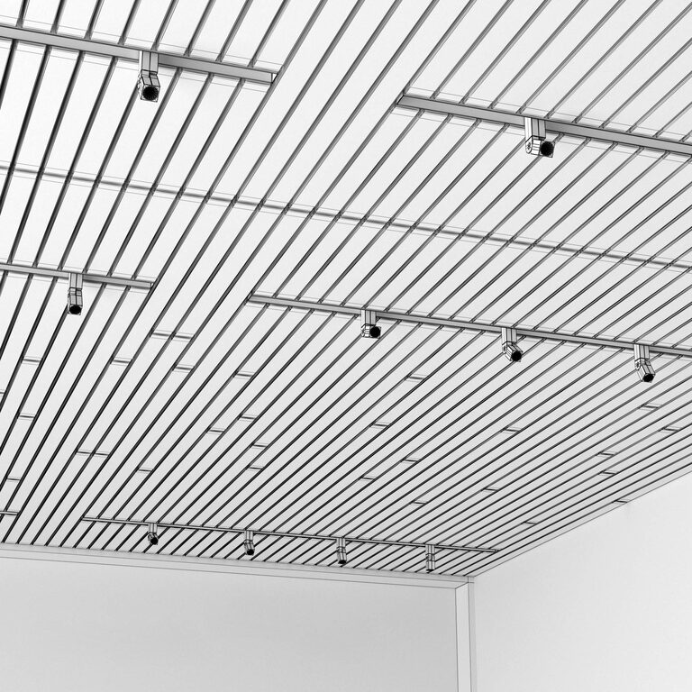 Track light on wooden false ceiling 5 (126222) 3D model - Download 3D ...
