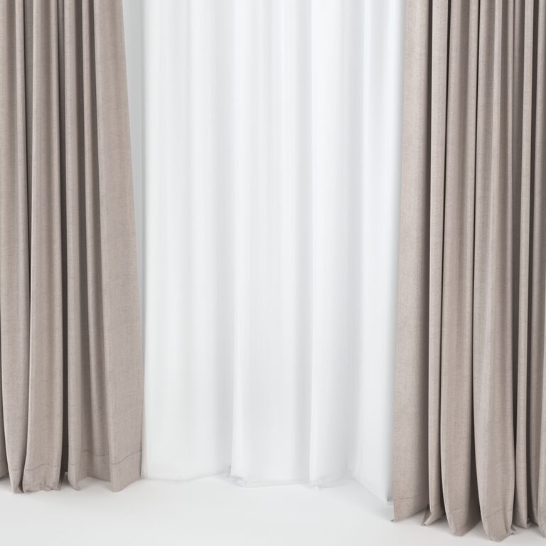 Brown curtains with tulle (126296) 3D model - Download 3D model Brown ...