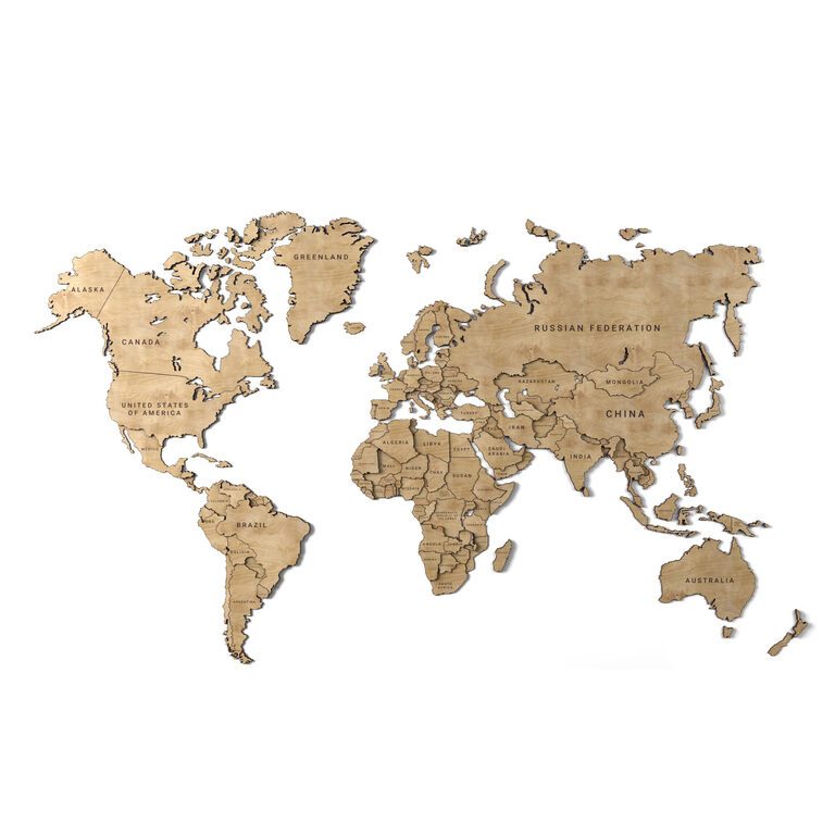 Wooden panel World map (126390) 3D model - Download 3D model Wooden ...