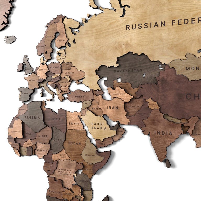 Wooden panel World map 2 (126393) 3D model - Download 3D model Wooden ...