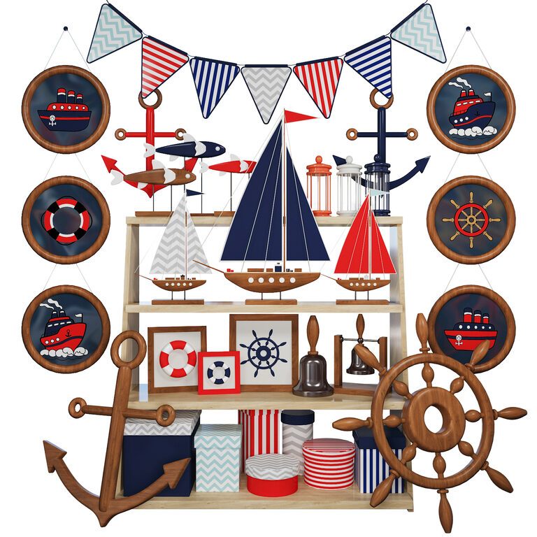 Marine decorative set (126599) 3D model - Download 3D model Marine ...