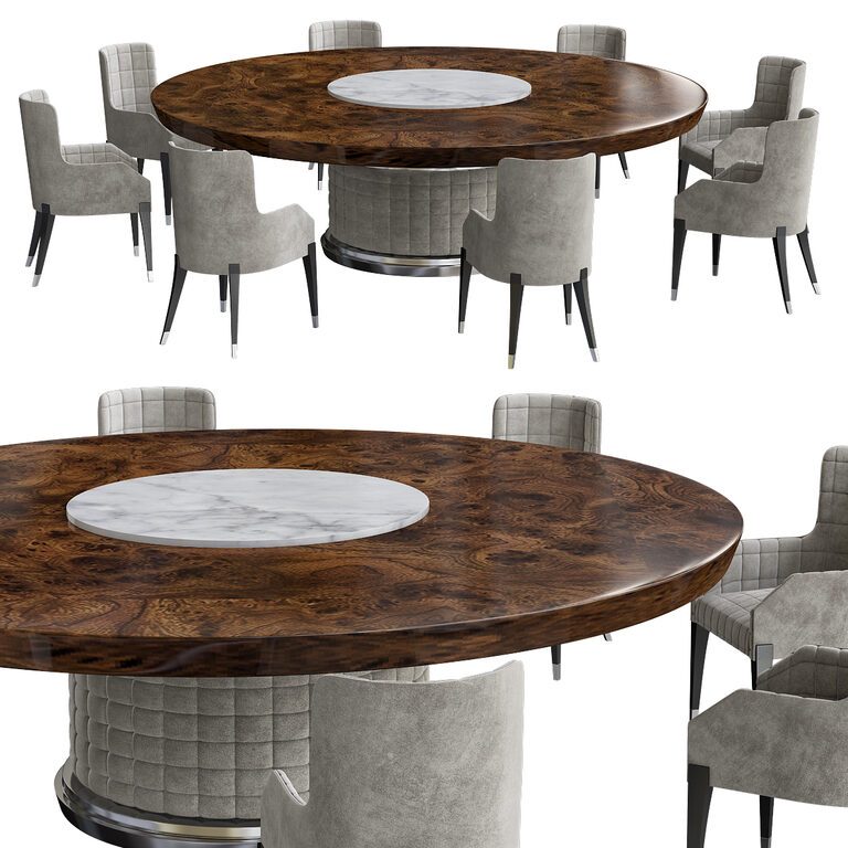 Exclusive Italian Large Round Ebony Dining Table (126621) 3D model ...