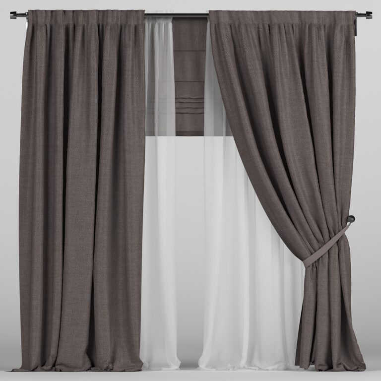 Pick-up curtains with tulle (126644) 3D model - Download 3D model Pick ...