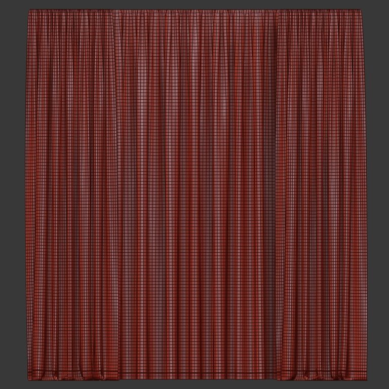 Two color curtains with tulle (126645) 3D model - Download 3D model Two ...