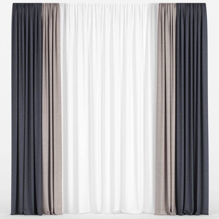 Curtains in two colors with tulle (126842) 3D model - Download 3D model ...