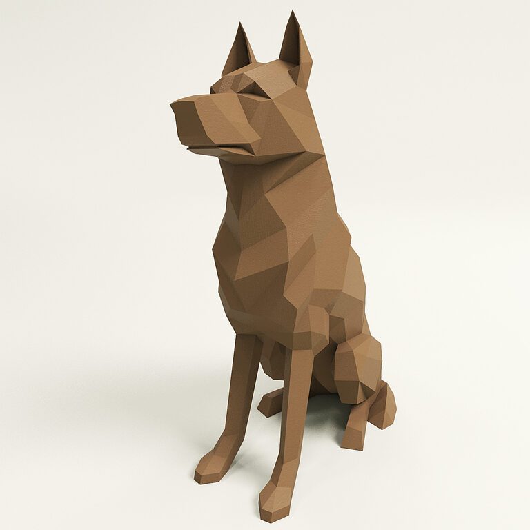 Sitting Shepherd Dog Papercraft (127724) 3D model - Download 3D model ...