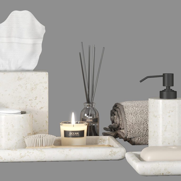 Pottery Barn Frost Marble Bath Accessories (128797) 3D model - Download ...