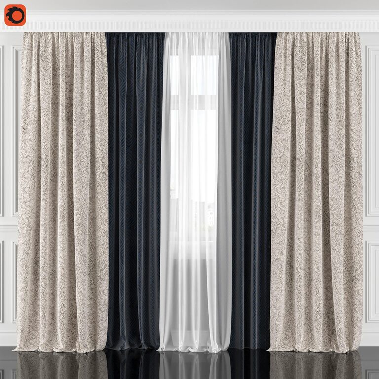 Set of curtains 176С (132243) 3D model - Download 3D model Set of ...