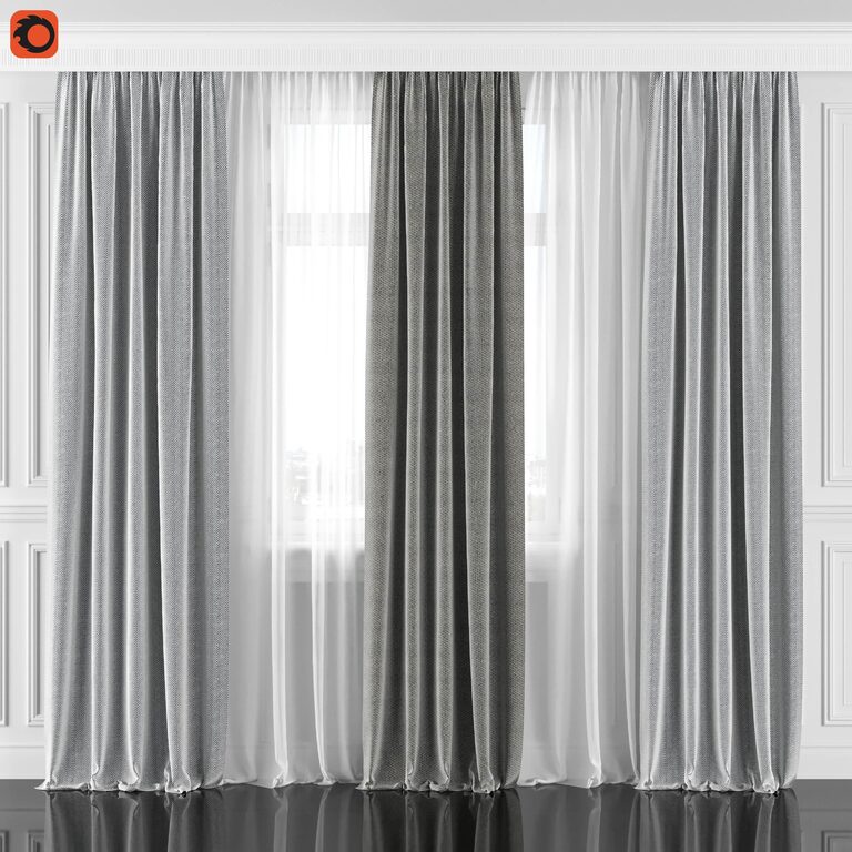 Curtain Set 297C (132298) 3D model - Download 3D model Curtain Set 297C ...