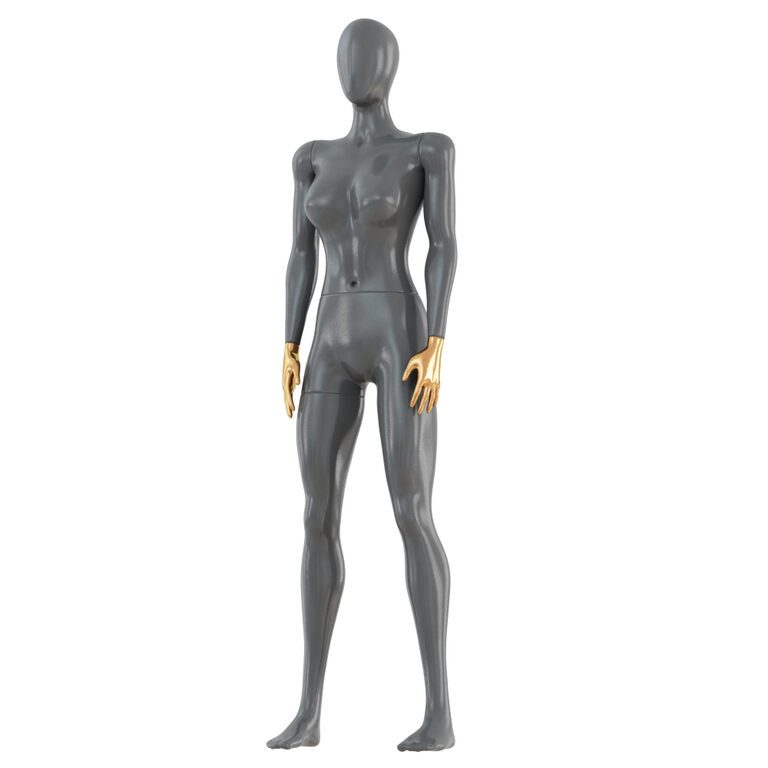 Female gray mannequin with gold hands 89 (132815) 3D model - Download ...