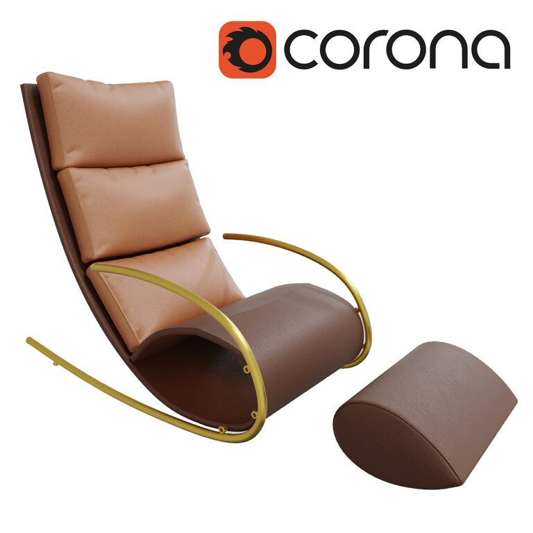 Skids designer armchair Sagamy in black faux leather with footstool ...